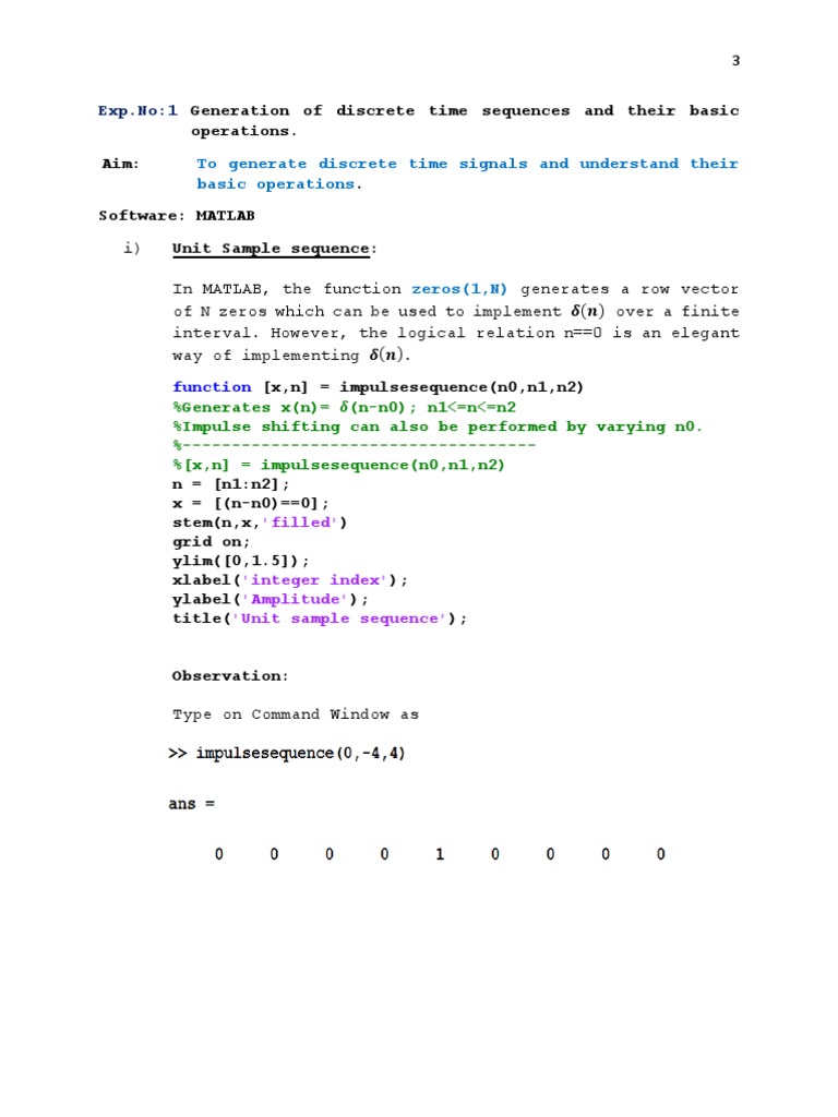 DSP Lab Expt 1 Using Function - 3-13 | PDF | Function (Mathematics) | Complex Number
