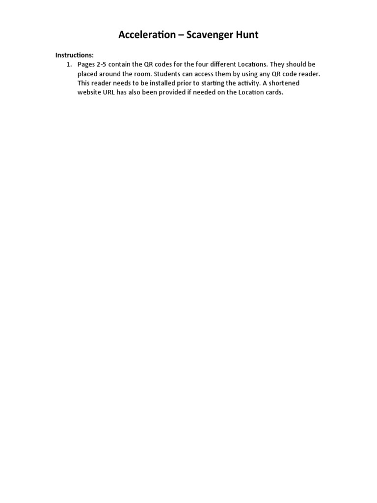 Acceleration - Scavenger Hunt QR Codes | PDF