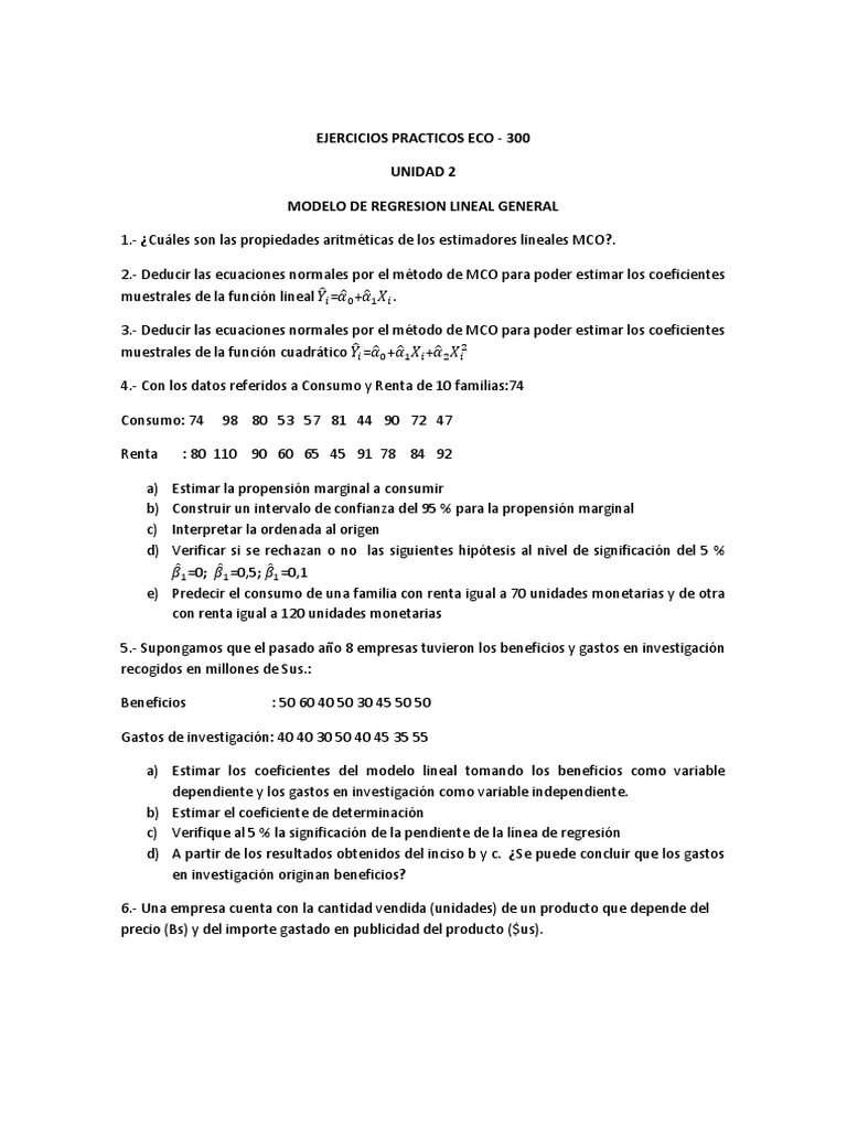 Zoom Eco-300 Ejercicios Pràcticos Eco - 300 I-2023 ECONOMETRIA | PDF | Mínimos cuadrados ...