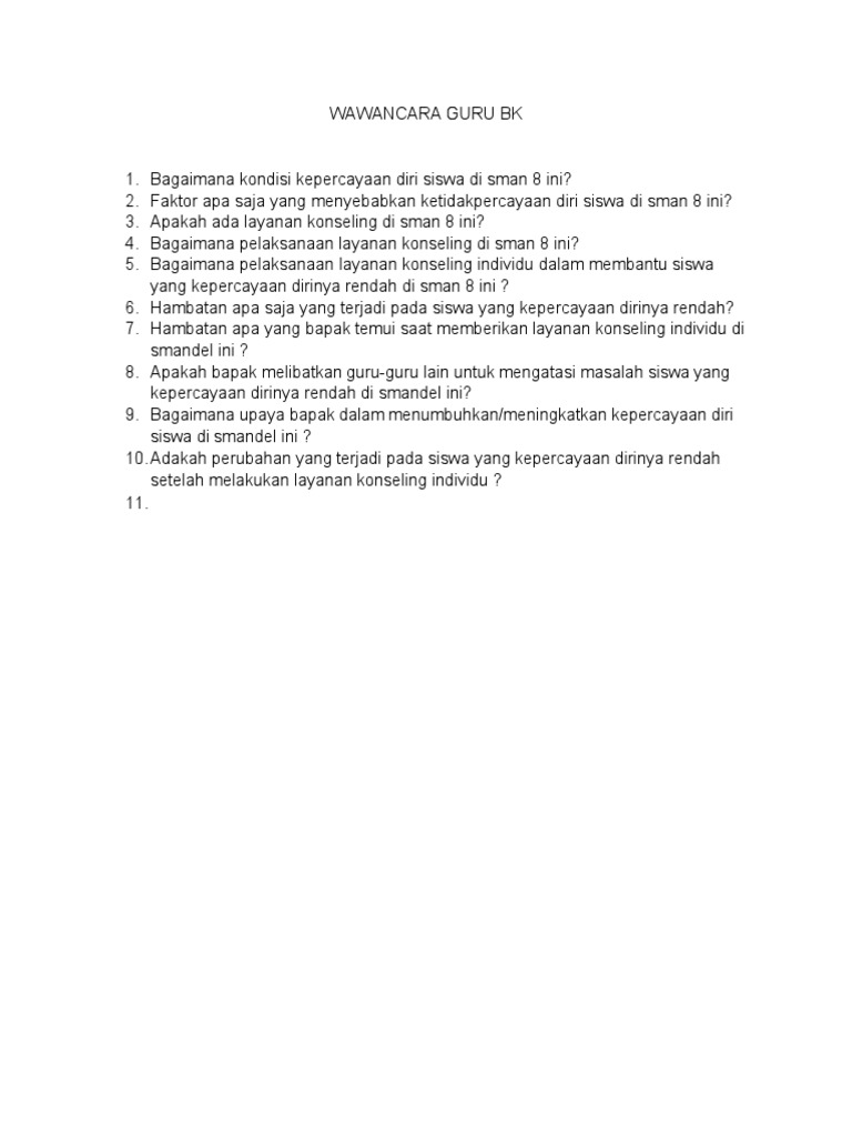 Wawancara Guru BK | PDF | Karier & Perkembangan