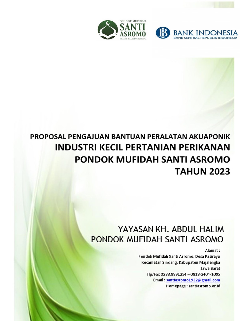 Proposal CSR Peralatan Bank Indonesia - Ok | PDF