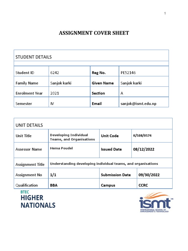 Developing Individual Teams and Organization | PDF