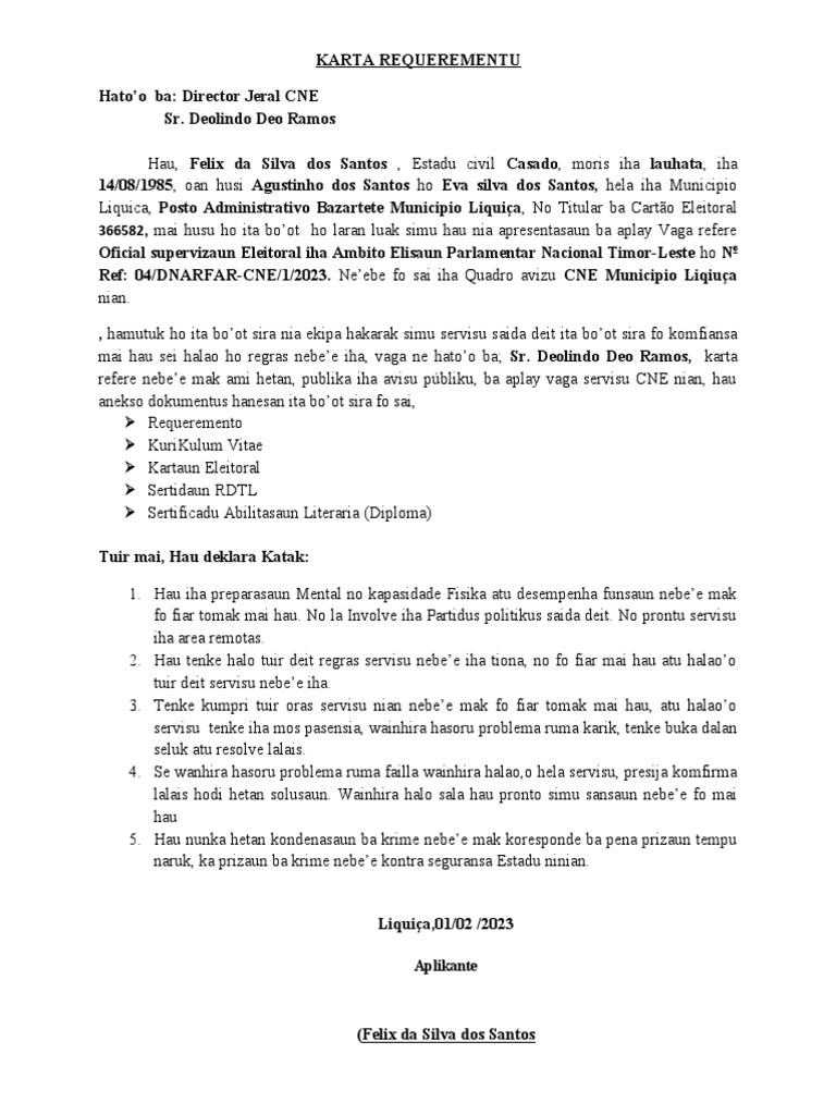 Karta Requerementu Cne | PDF