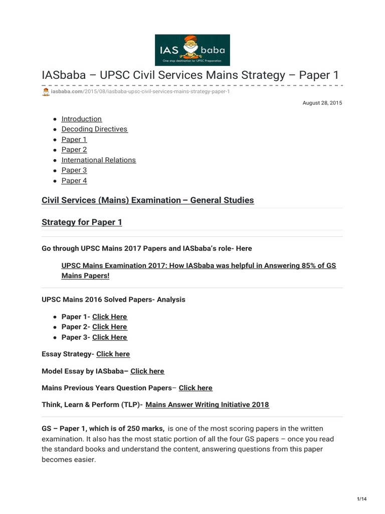 UPSC Mains GS Paper 1 Strategy Guide | PDF | Geography | Nuclear Power