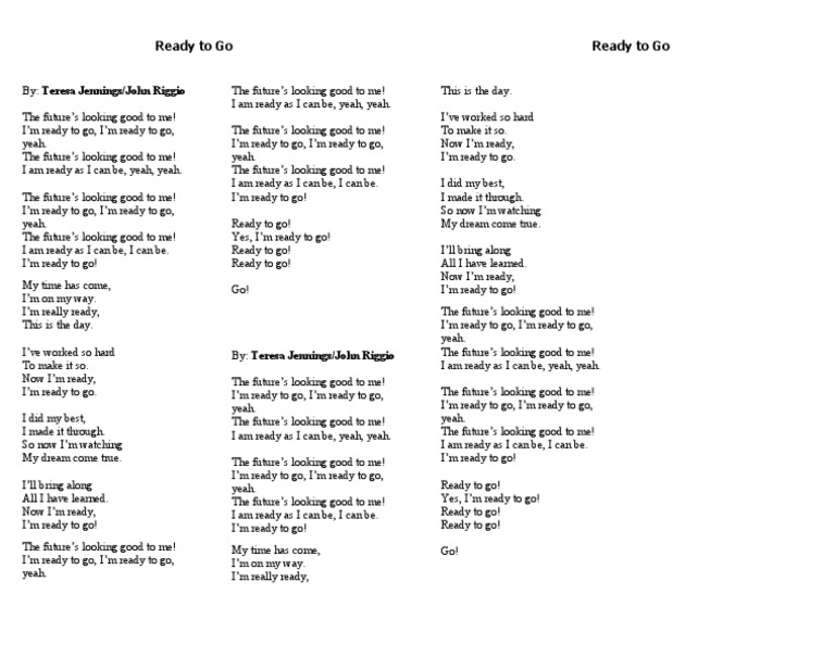 Ready To Go Lyrics | PDF
