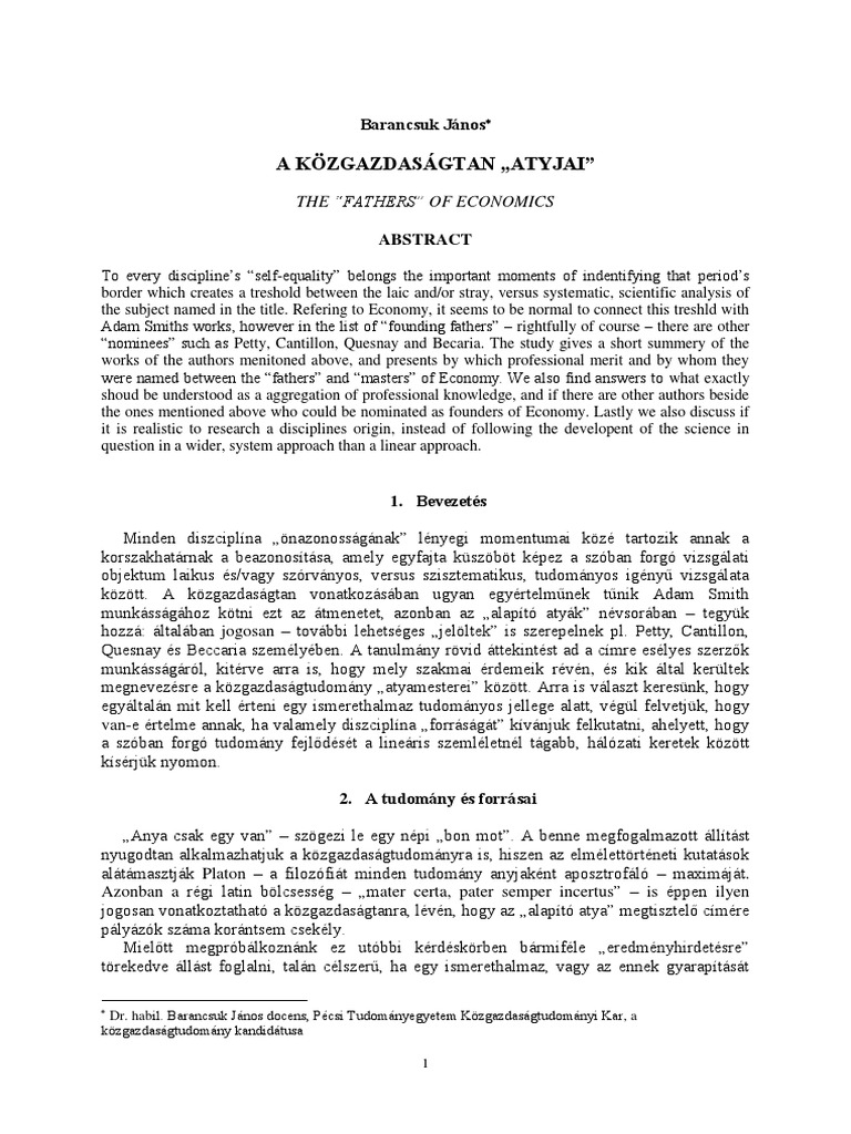 The Fathers of Economics | PDF