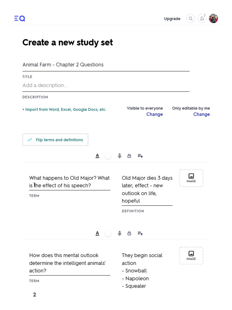 Animal Farm - Chapter 2 Questions 2 | PDF