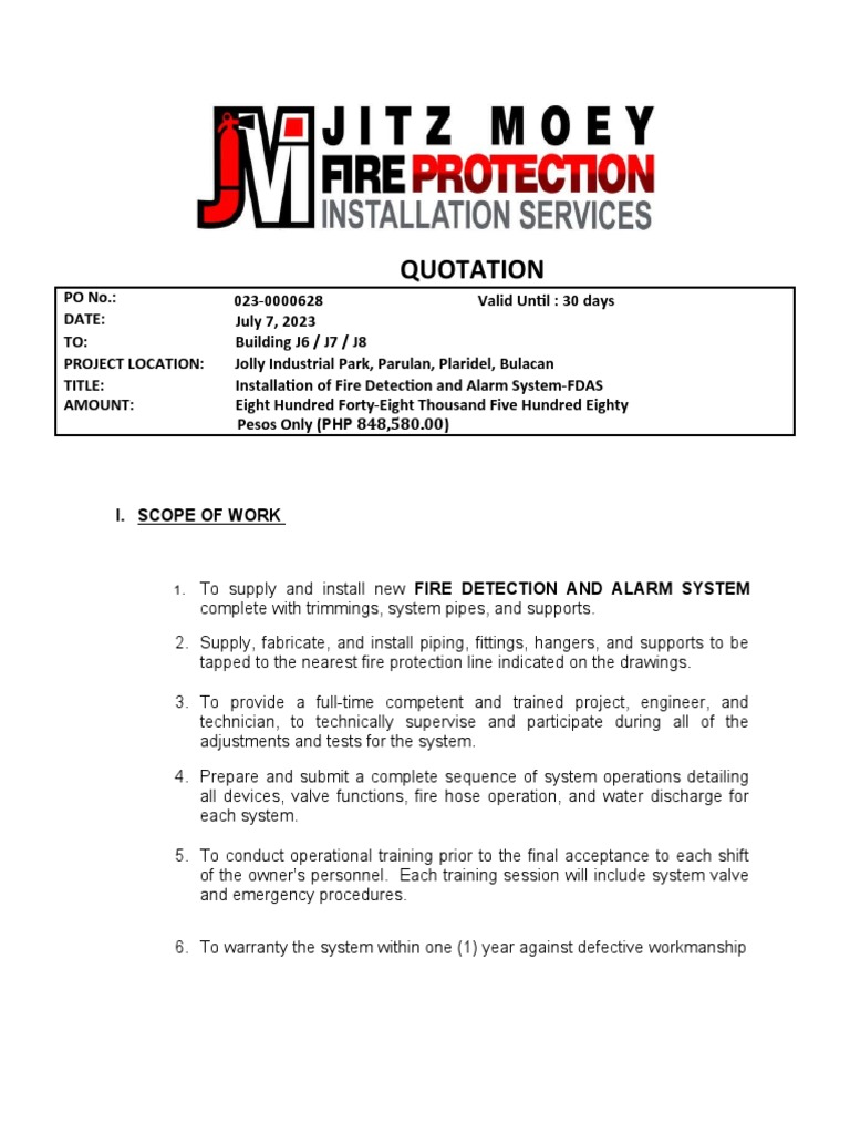 Quotation - J6 - J8 - FDAS | PDF