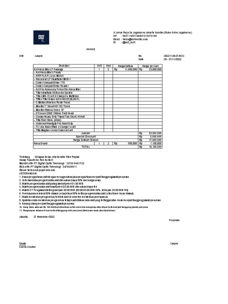 Invoice attn Laspro 26 - 27 November 2022 | PDF