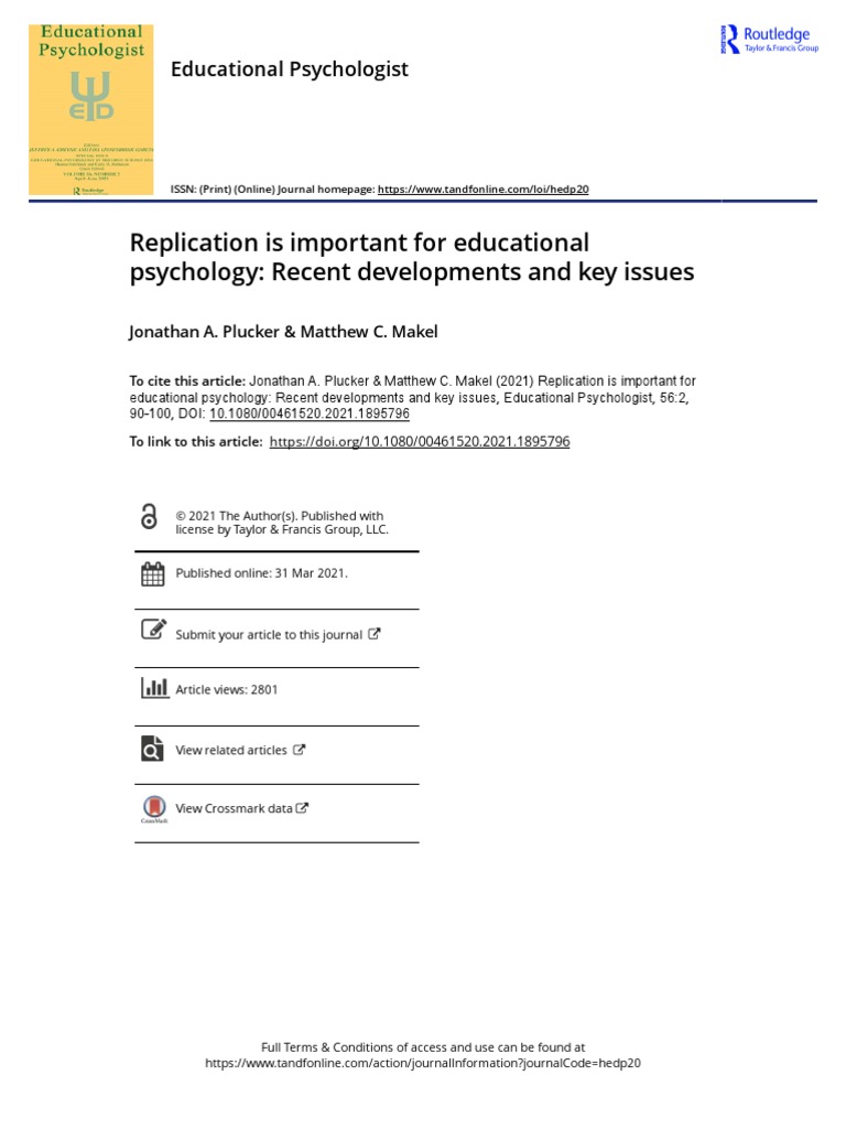 Replication Is Important For Educational Psychology Recent Developments and Key Issues | PDF ...
