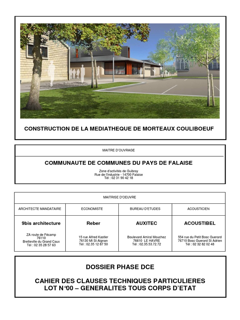 CCTP Lot N° 00 Généralités TCE | PDF