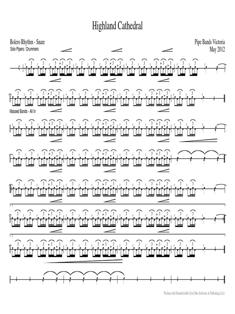 Highland Cathedral-Snare | PDF | Marching Bands | Music