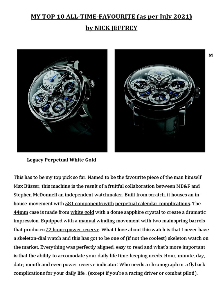 Top 10 Favorite Watches by Nick Jeffrey | PDF