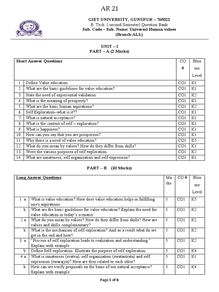 HVPE Question Bank | PDF | Self | Happiness
