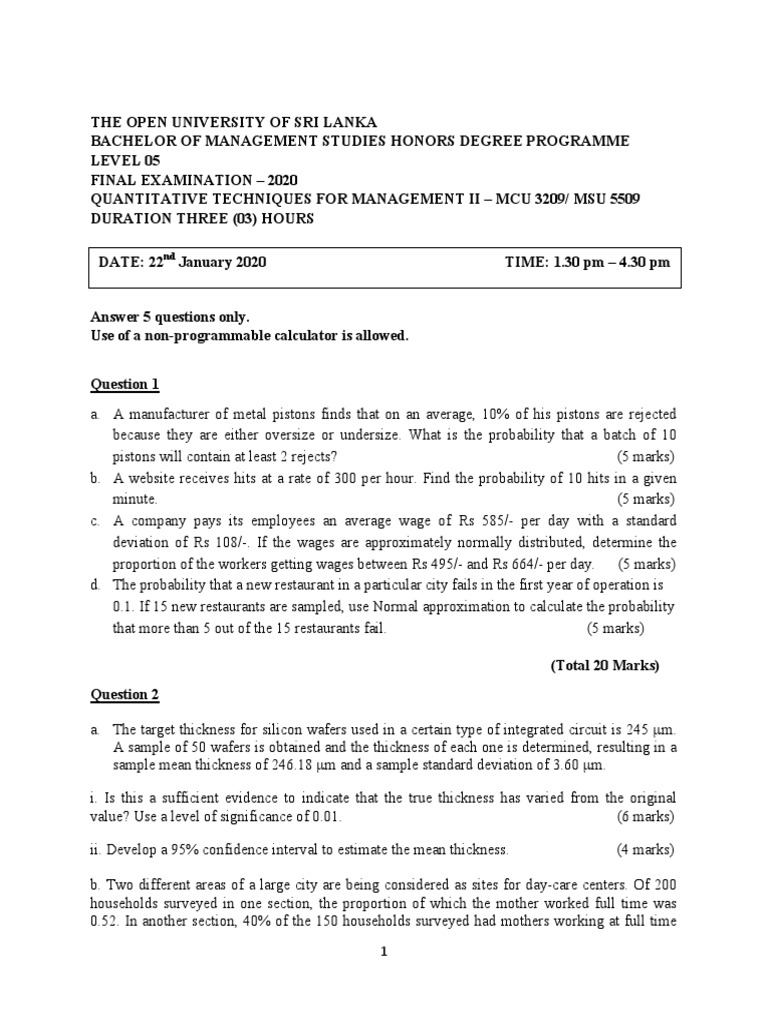 2020 Qtii 1 | PDF | Regression Analysis | Data Analysis
