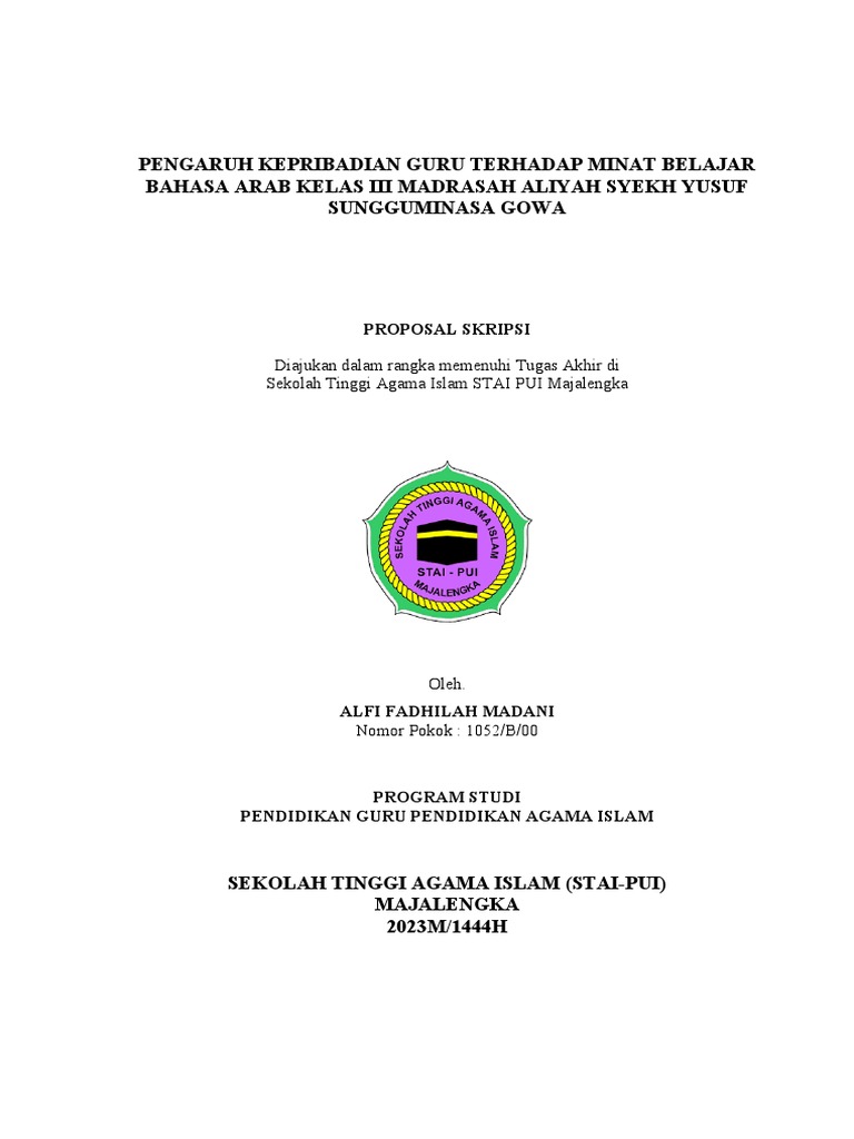 Proposal Skripsi Bahasa Arab Alfi | PDF