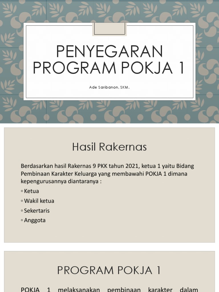 Penyegaran Program Kerja POKJA 1 | PDF | Kesehatan Holistik