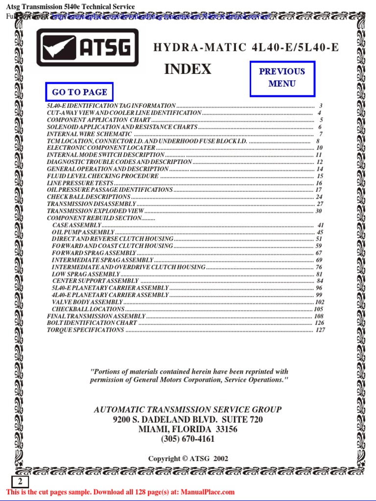 Atsg Transmission 5l40e Technical Service | PDF