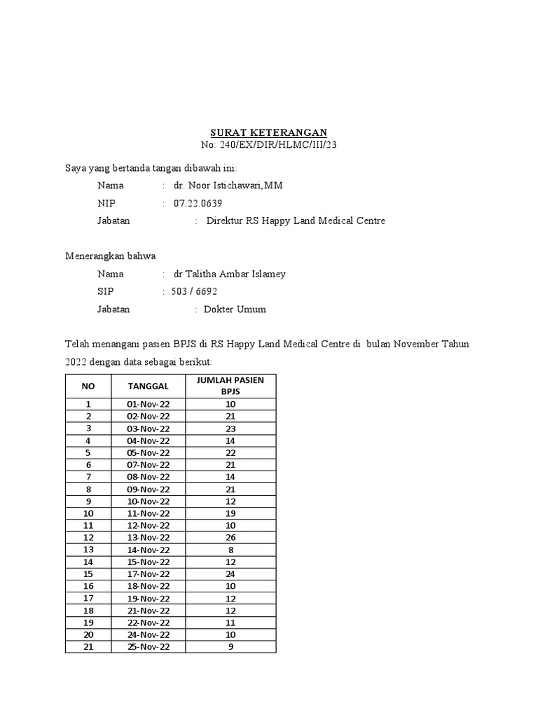Surat Keterangan BPJS 2022-2023 | PDF