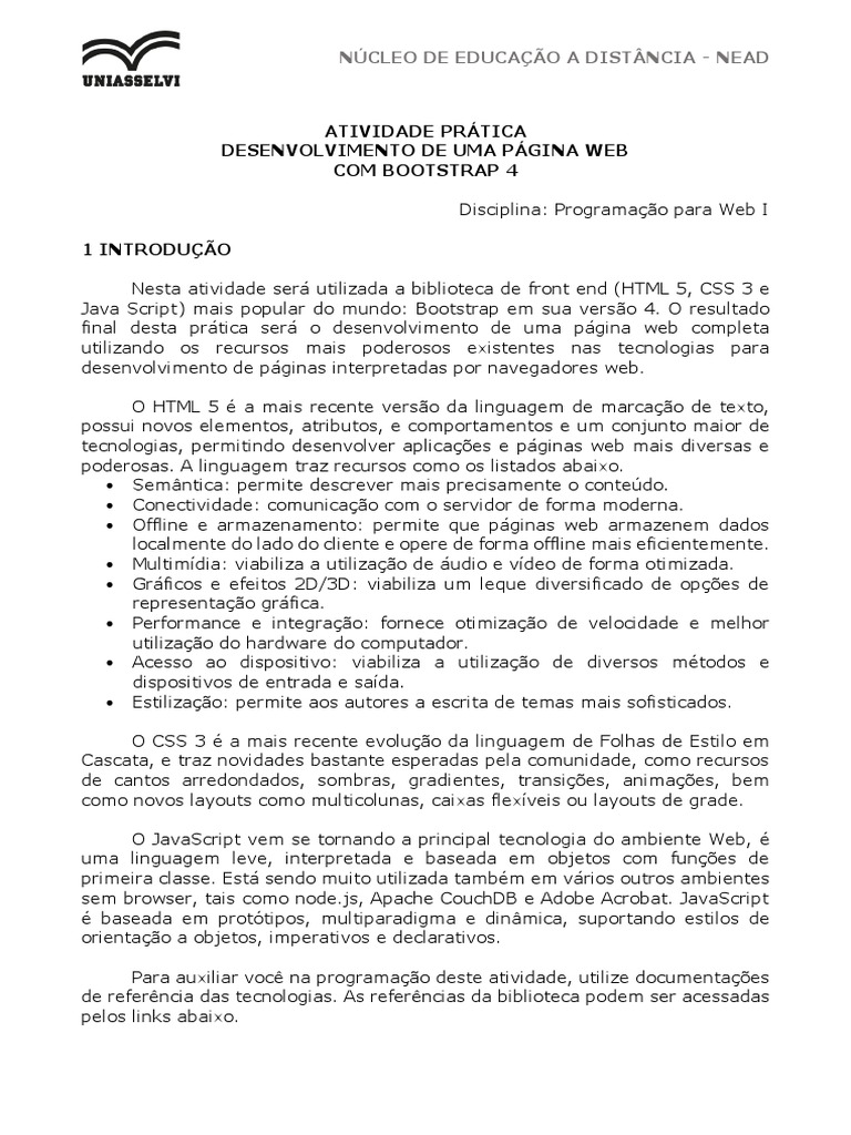 PRÁTICA - Programação para Web I - Airan Arine Possamai | PDF ...