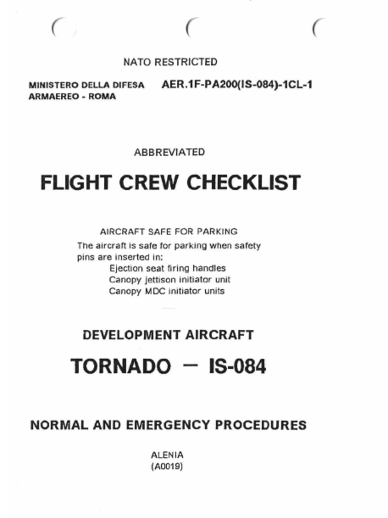 Dokumen - Tips 0000104 Panavia Tornado Flight Crew Checklist | PDF
