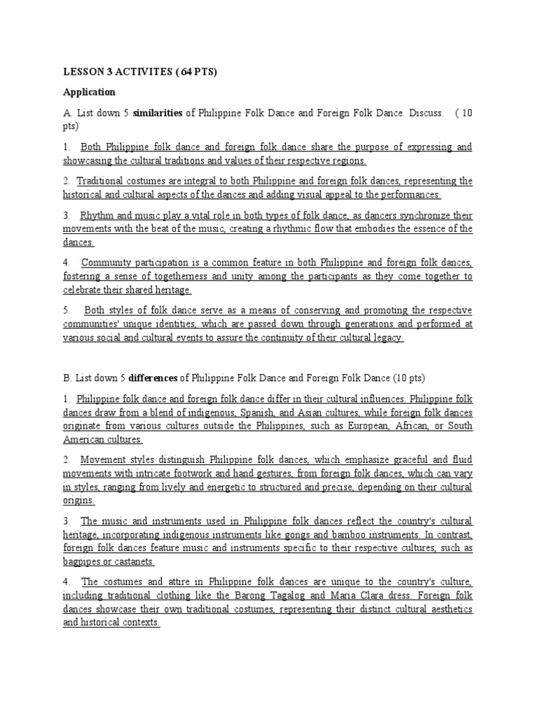 Lesson 3 Activities | Download Free PDF | Dances | Folk Music