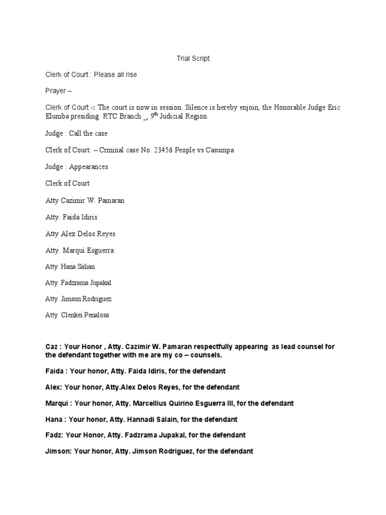 Trial Script | PDF