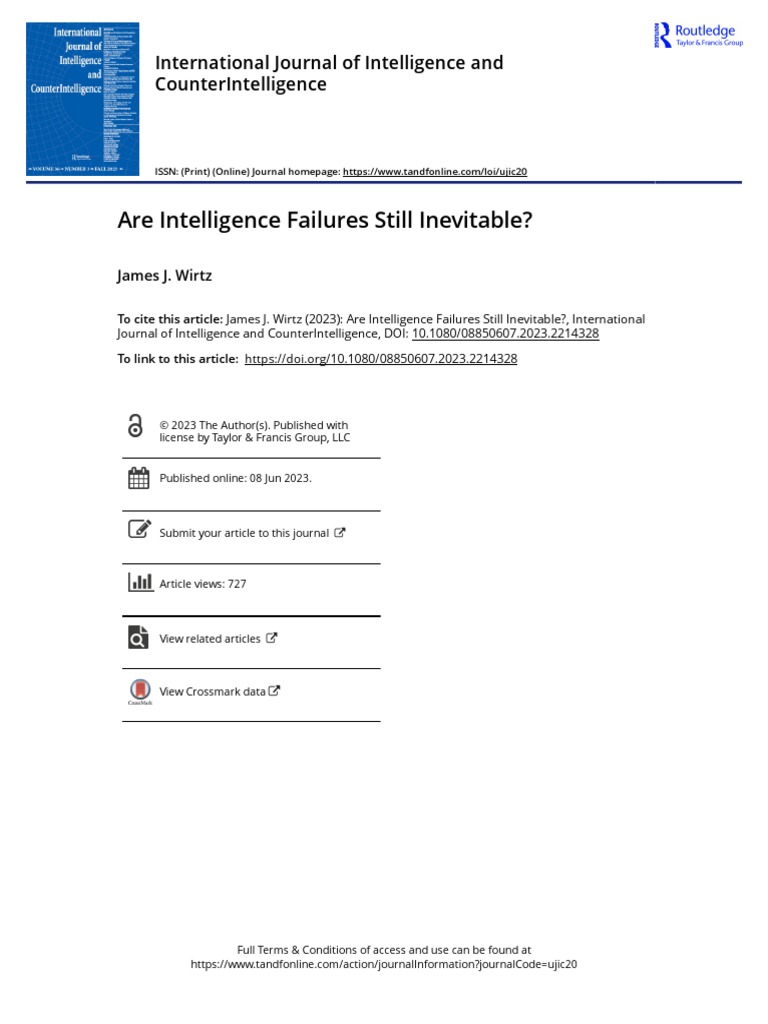 Are Intelligence Failures Still Inevitable | PDF | Intelligence ...