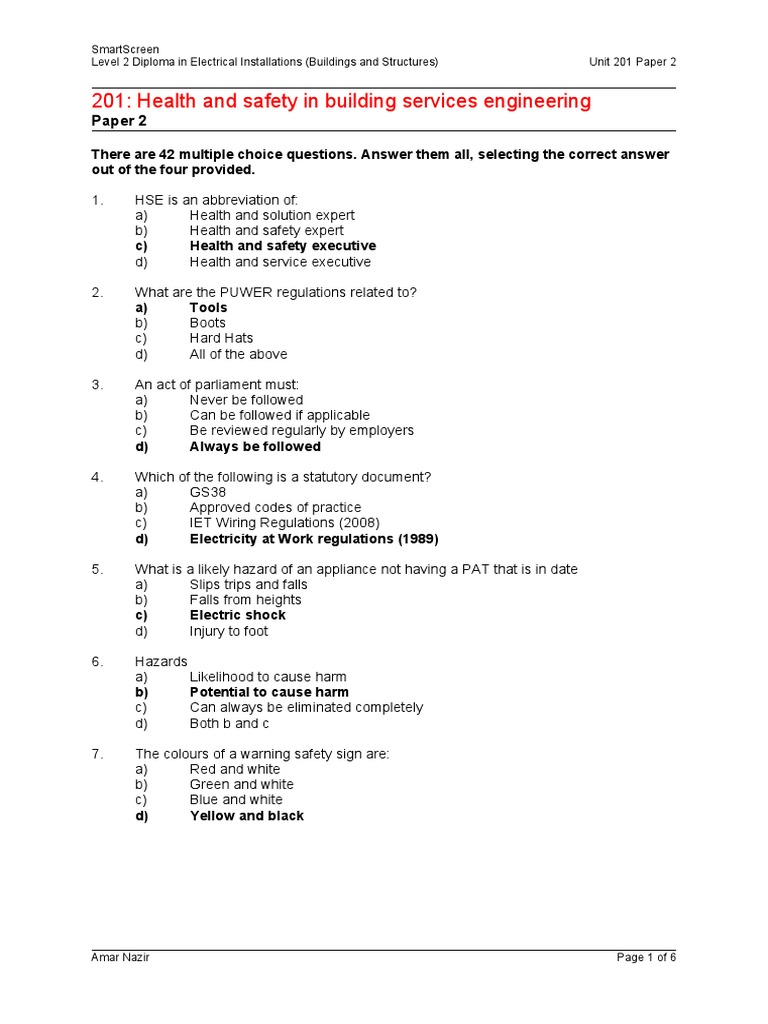 201 Paper 2 Answers | PDF