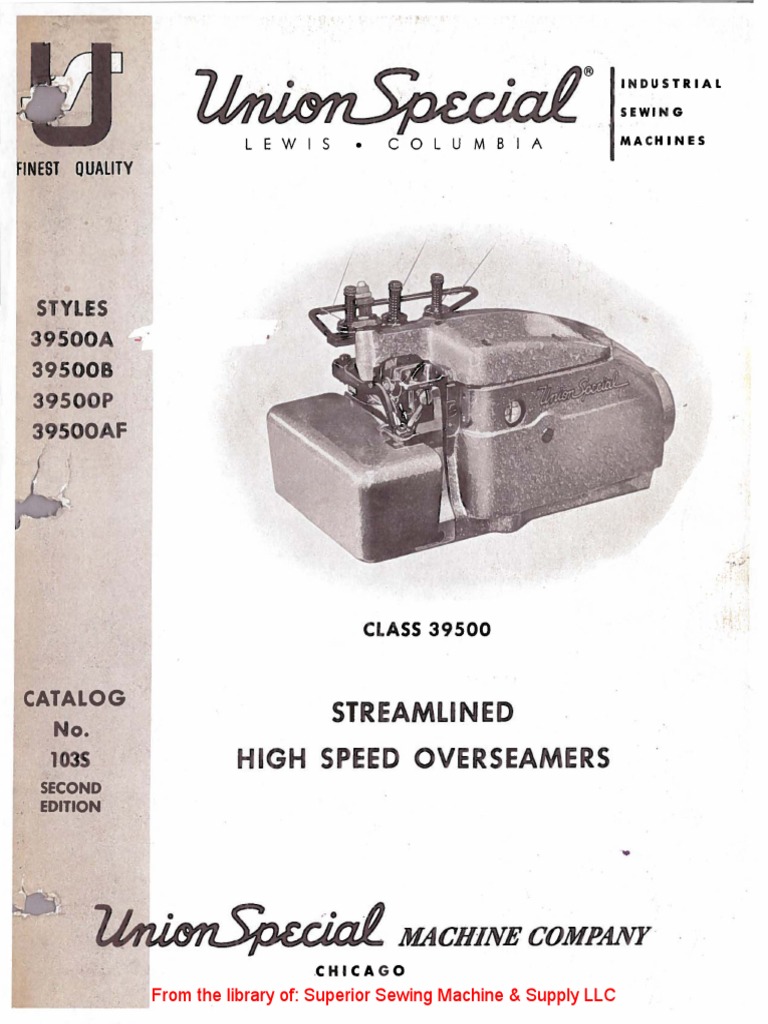 Union Special 39500A, B, P and AF-1 | PDF | Seam (Sewing) | Sewing Machine