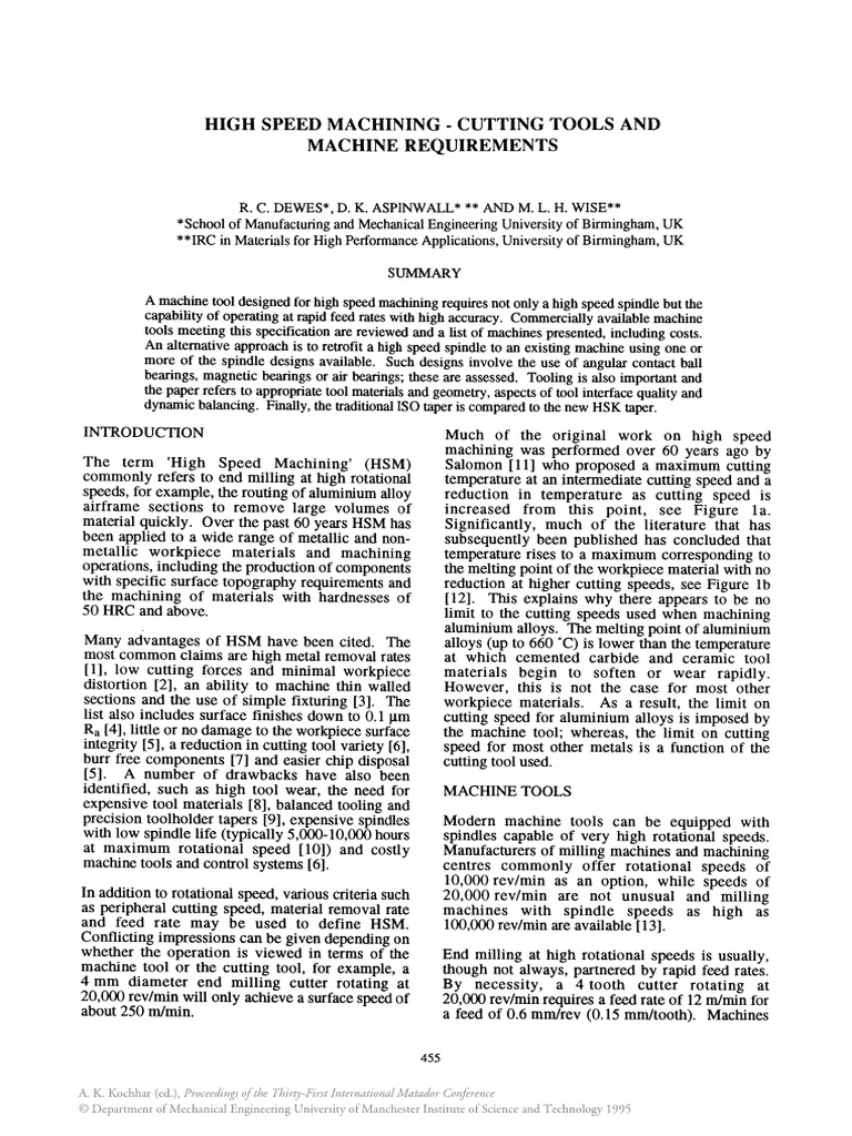 High Speed Cutting Machine | PDF | Machining | Machines