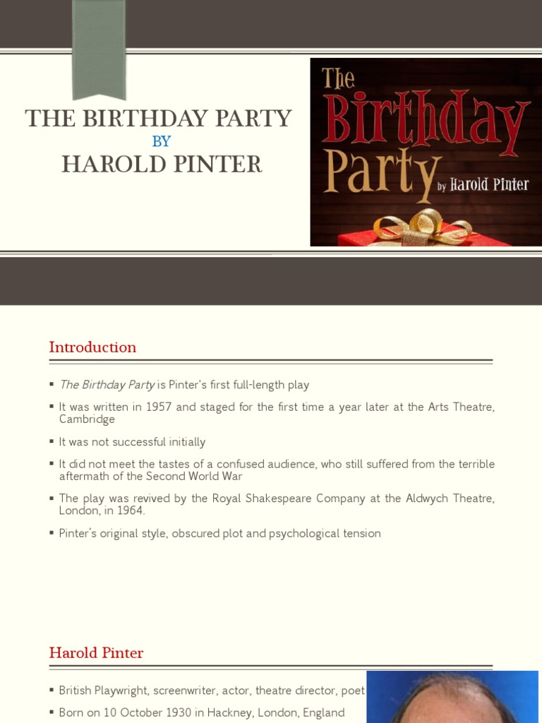 The Birthday Party by Harold Pinter | PDF