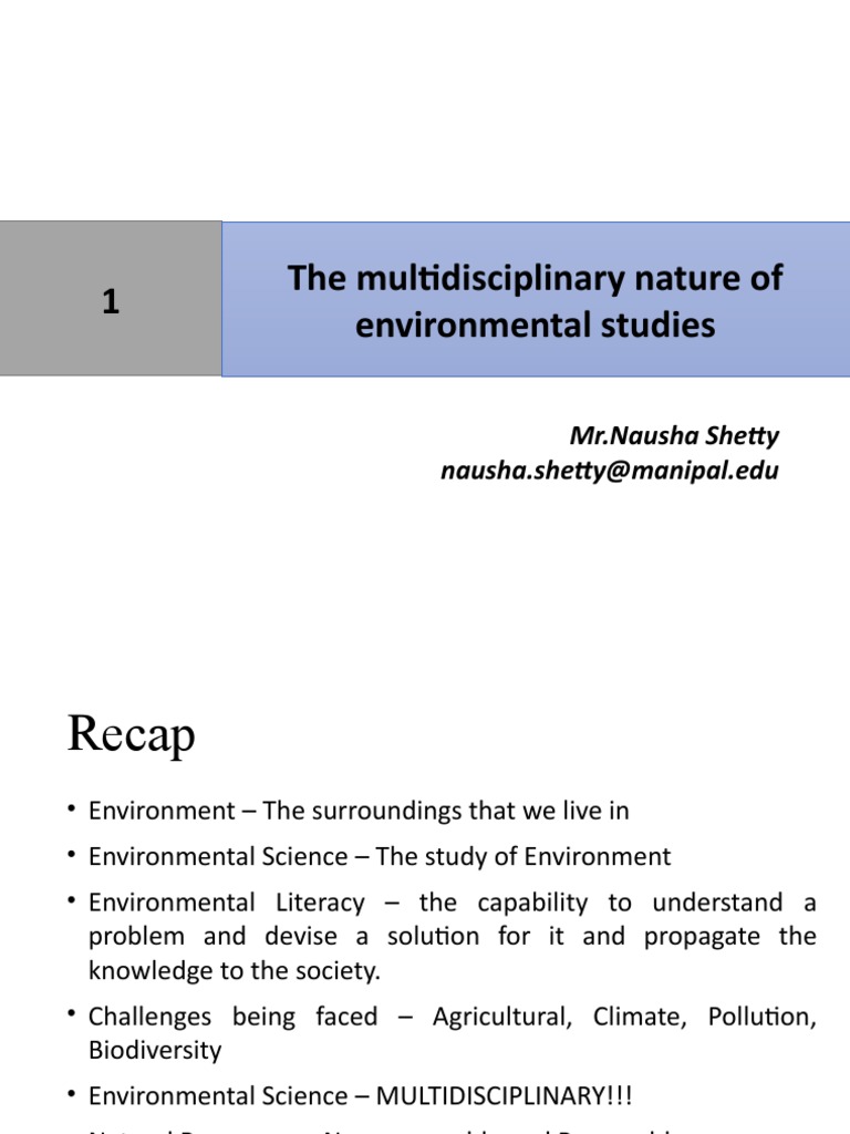 CH 1 - The Multidisciplinary Nature of Environmental Studies - Anish ...