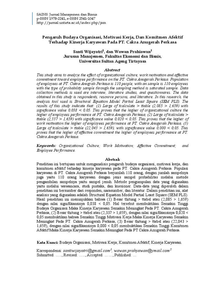 Draft Jurnal Skripsi - Santi Wijayatri - 5551170001 - MSDM | PDF