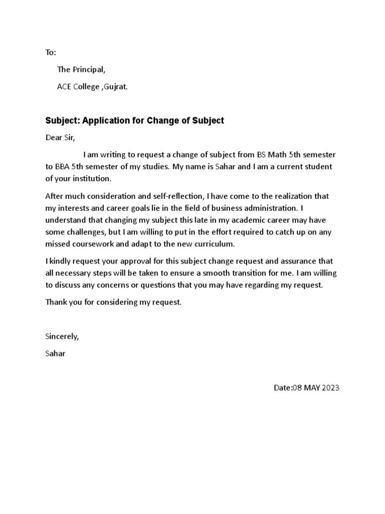 Application Subject Change | PDF