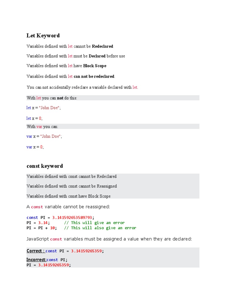 Understanding JavaScript Let Keyword | PDF | Teaching Methods & Materials