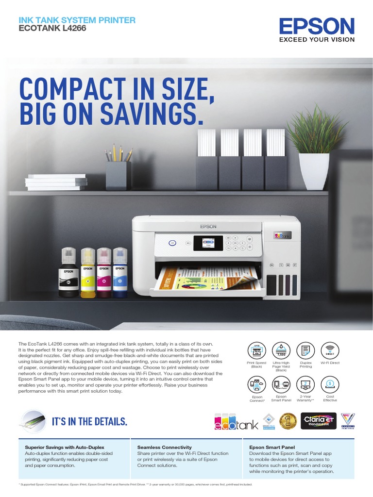 Epson EcoTank L4266 | PDF | Printer (Computing) | Image Scanner