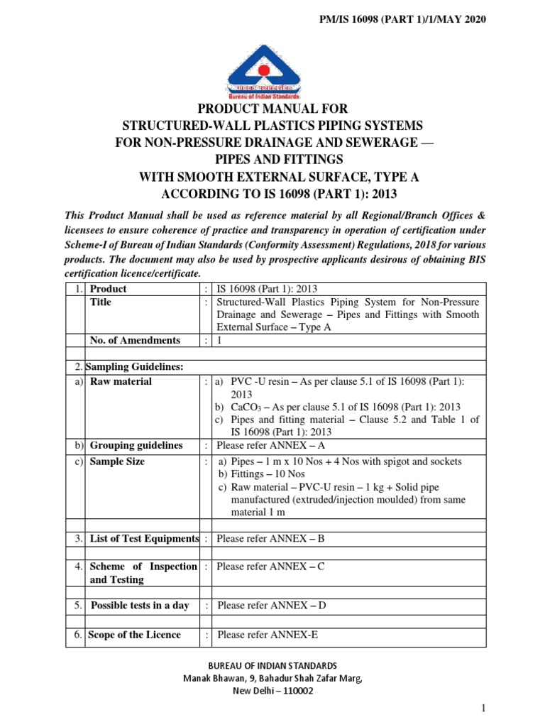 PM IS 16098 Part 1 MAY 2020 | PDF