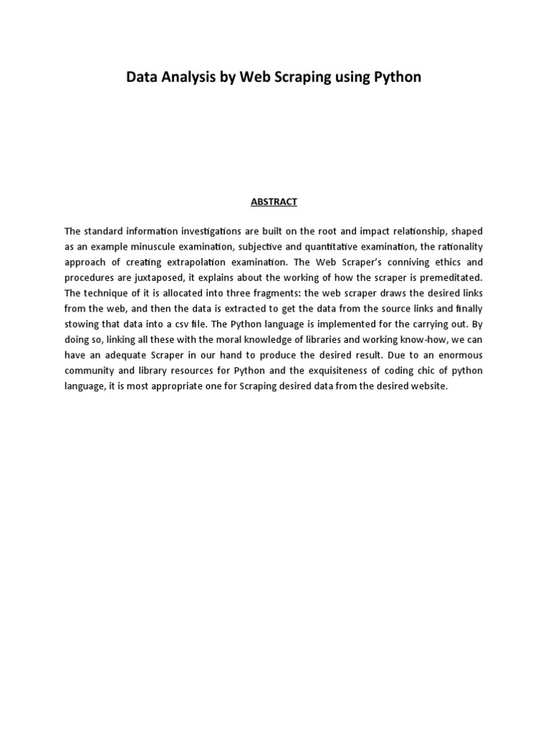 Data Analysis By Web Scraping Using Python Pdf World Wide Web Internet And Web
