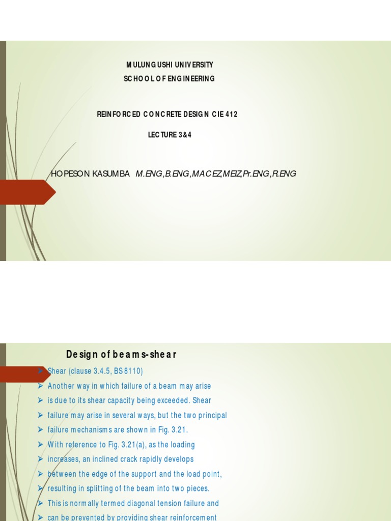 2lec3&4 With Assignment 2 Reinf Conc 412 | Download Free PDF | Beam (Structure) | Bending