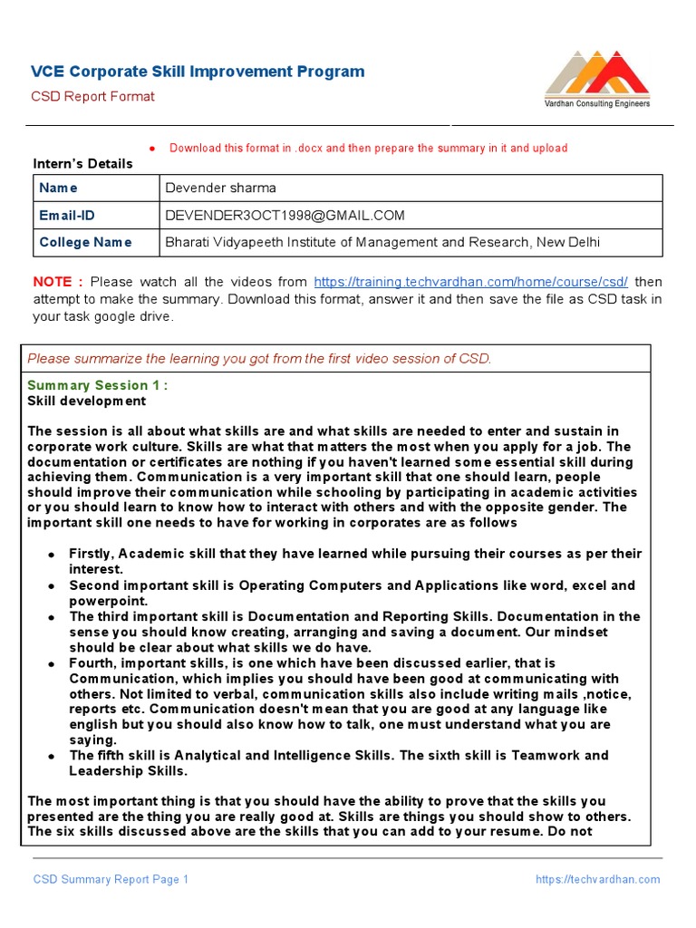 CSD Task Format | PDF