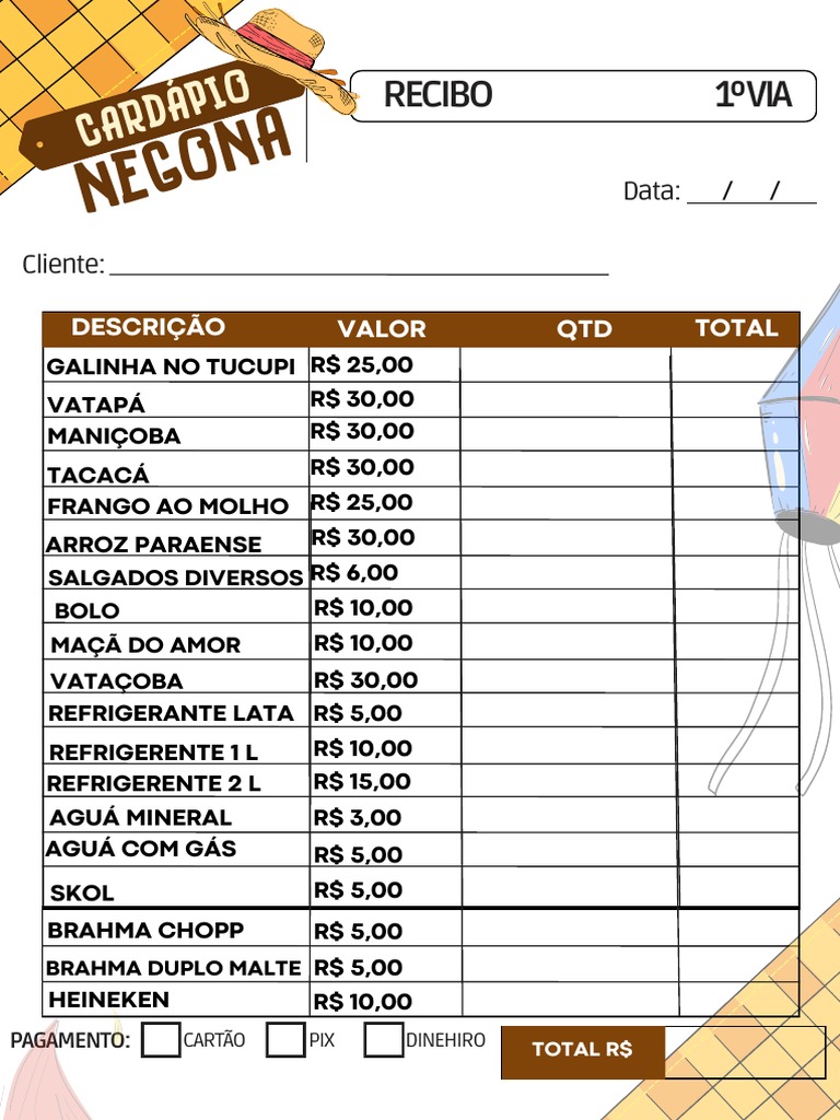 Talão de Recibo Documento A5 Preto e Branco | PDF