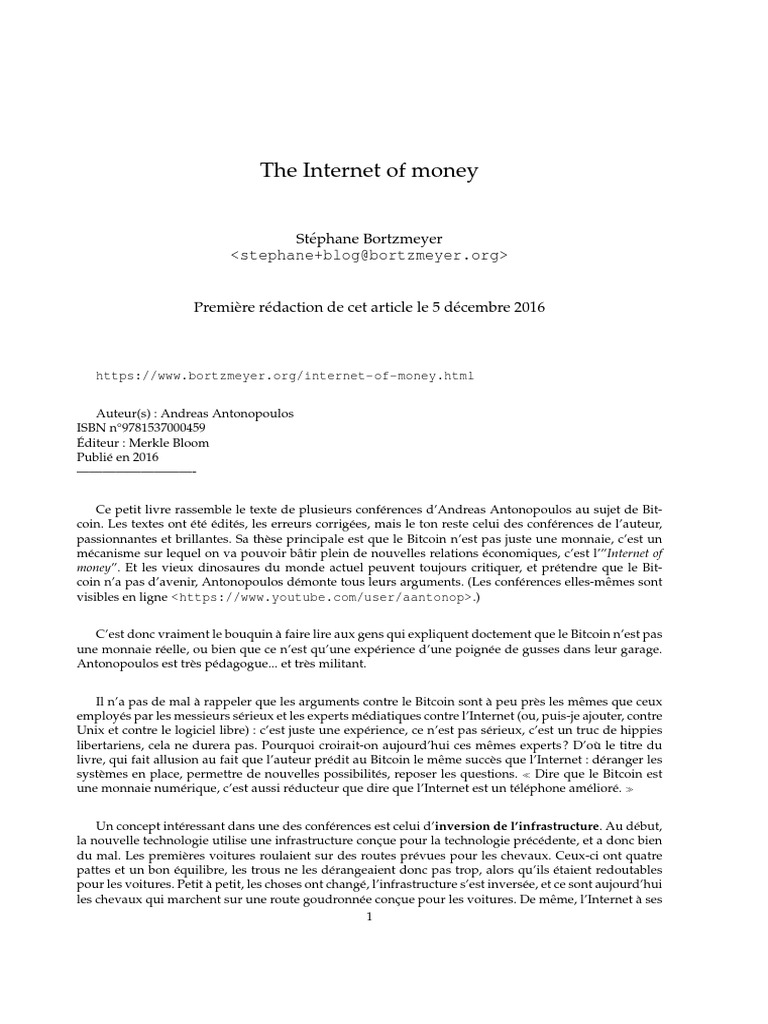 L'Internet de l'argent : Bitcoin expliqué | PDF | Bitcoin | Argent