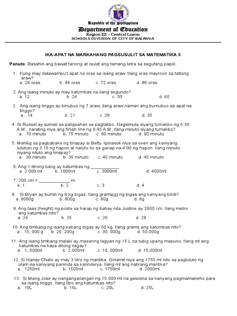 Math 3 Q4 | PDF