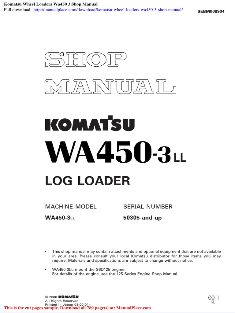 Komatsu WA450-3 Shop Manual | PDF | Rope | Electrical Connector