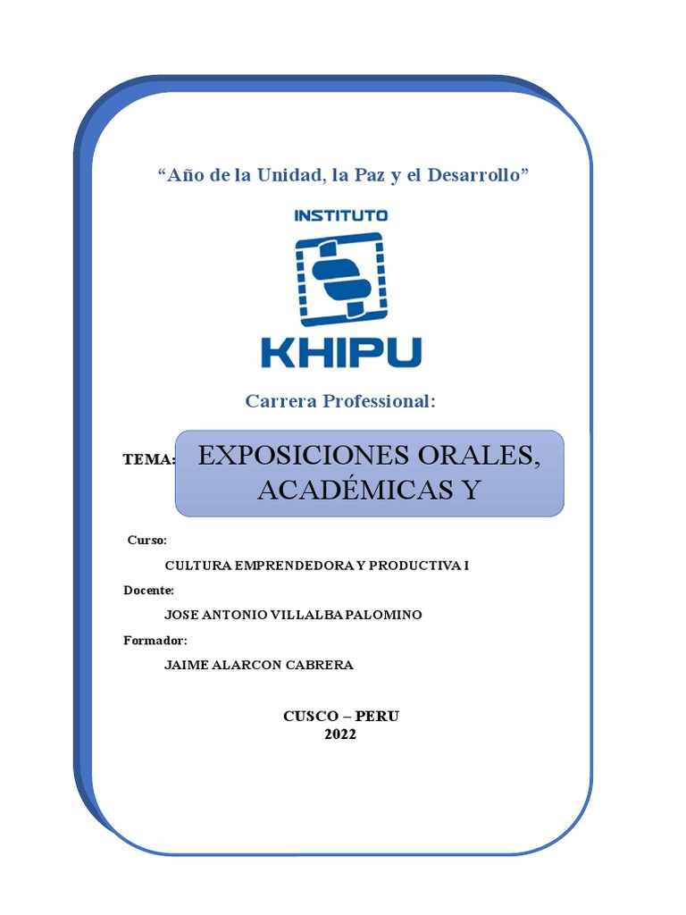 Exposicion Oral Khipu | PDF | Evaluación | Comunicación
