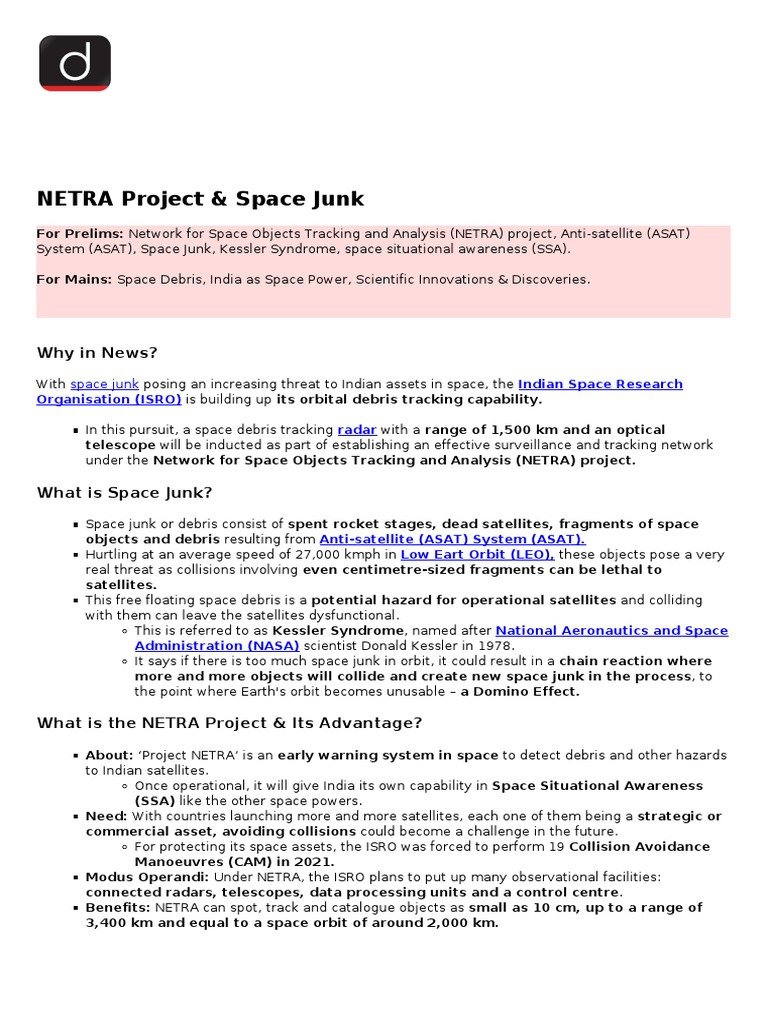 NETRA Project | Download Free PDF | Space Debris | Bodies Of The Solar ...