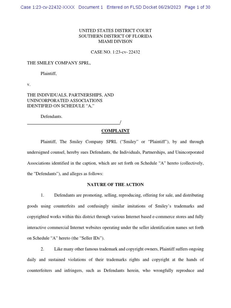 Smiley v. Schedule A - Complaint 22432 | PDF