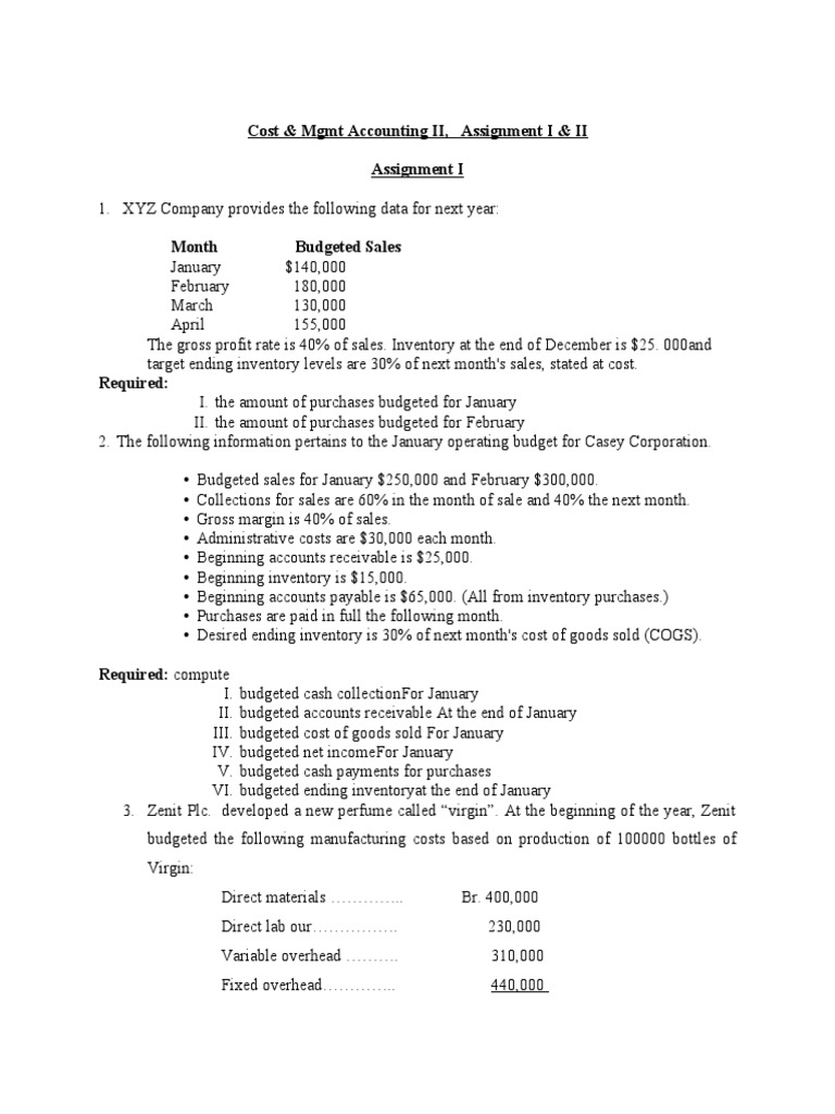 Cost Management Accounting Assignments | PDF | Cost Of Goods Sold | Inventory