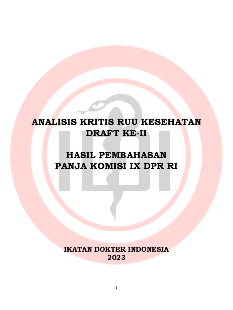 Analisis RUU Kesehatan Tingkat II, Jilid 1 | PDF